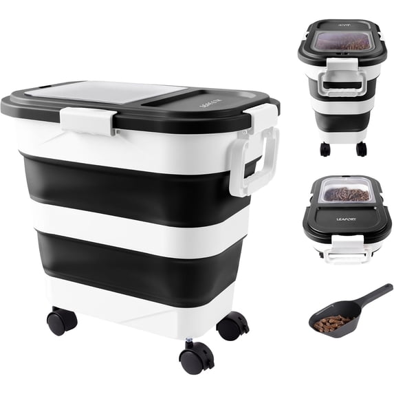 Airtight Collapsible Pellet Storage Bin with Locking Lid, Clear Window ...