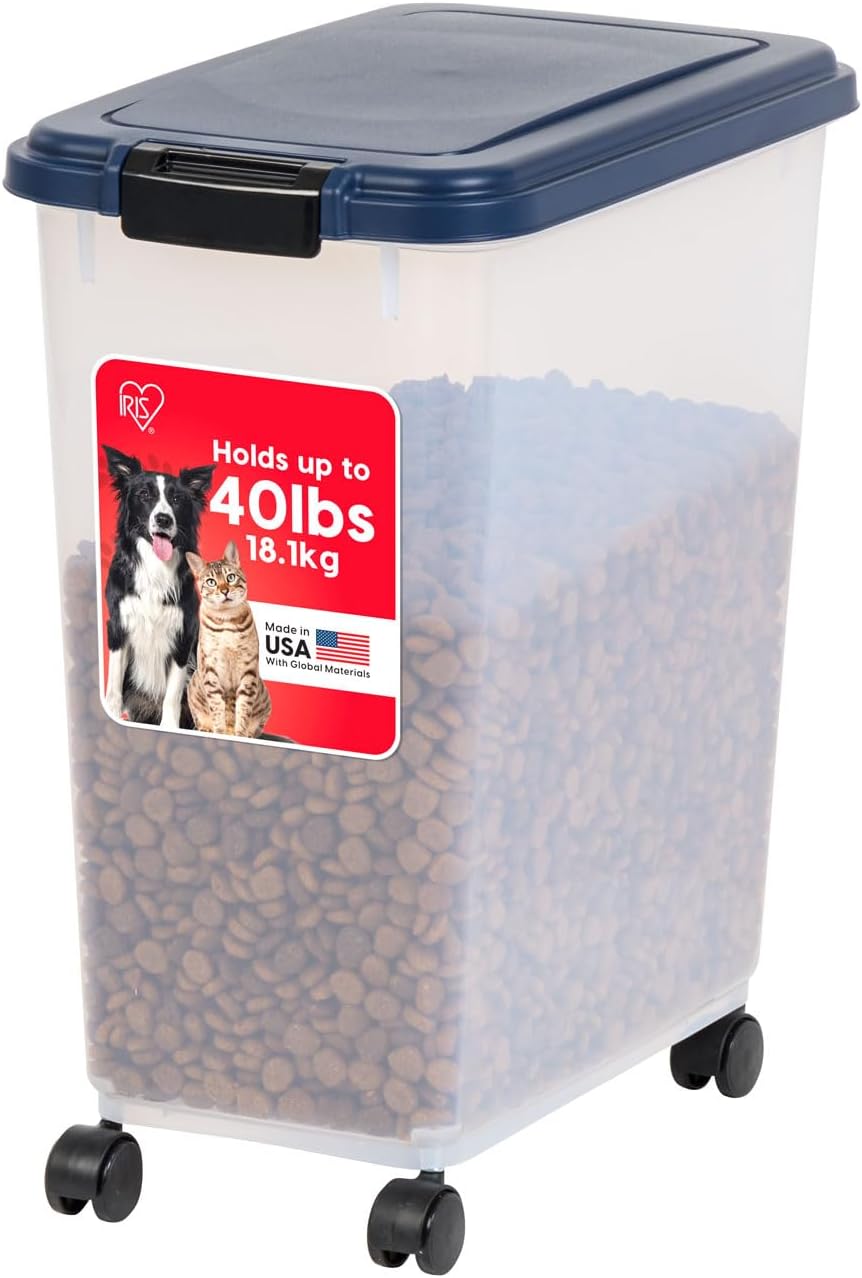 Airtight Dog Food Storage Container, Up to 40 lbs, Attachable Wheels ...