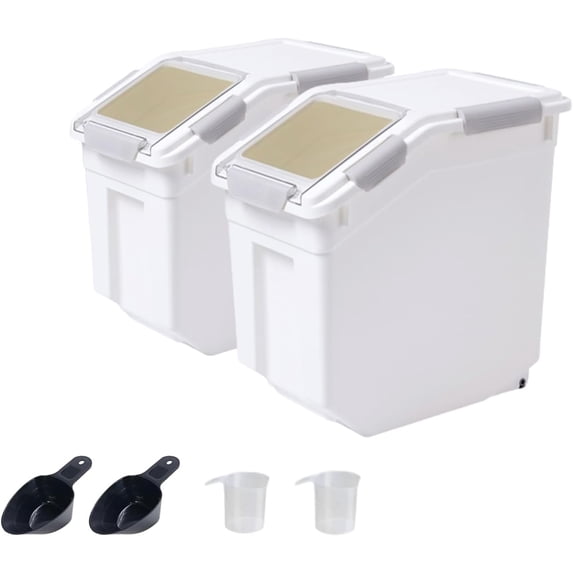 Airtight Flour Storage Container 25 lb Rice Storage Container with ...