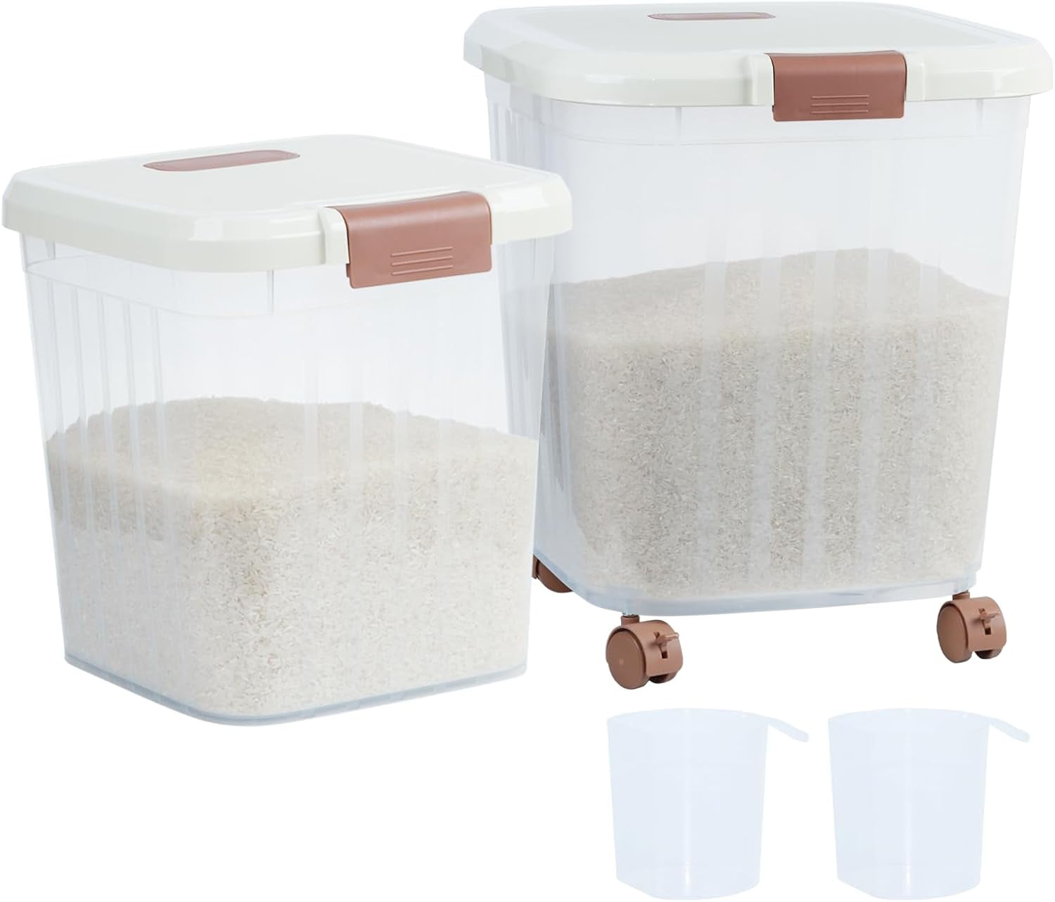 Airtight Flour Storage Container with Scoop, Rice Cereal Dispenser ...