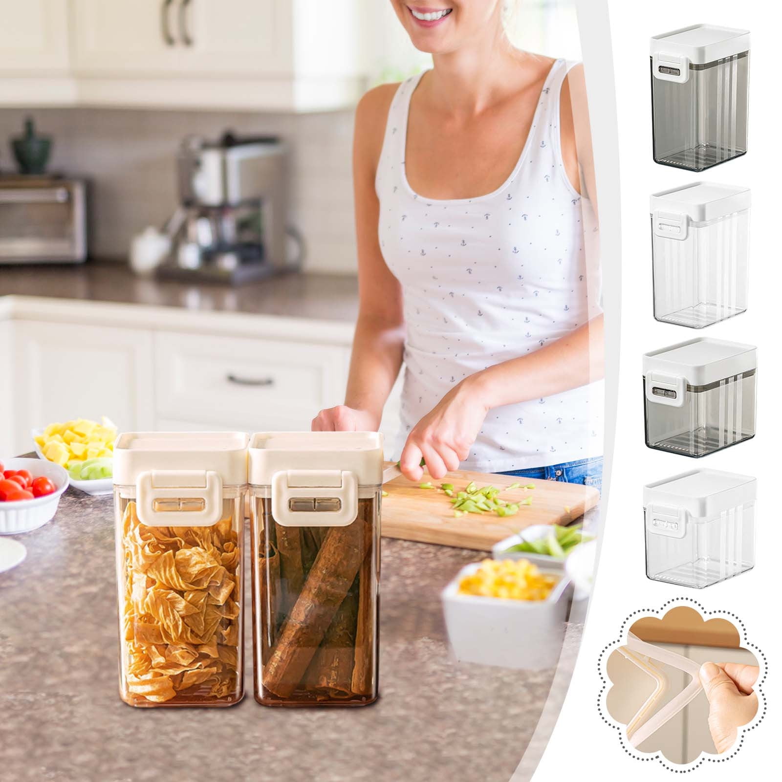 Airtight Food-Grade Plastic Storage Container | Clear Stackable Bin for ...
