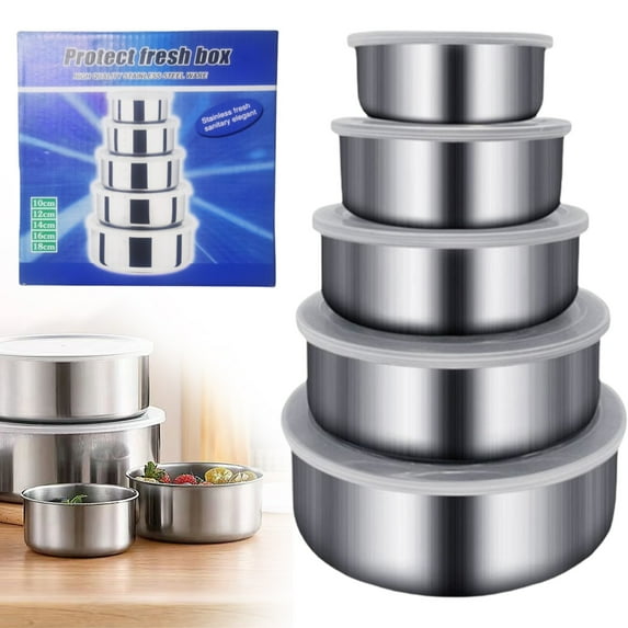 Airtight Food Storage,A Set Of 5 Mixing Bowls For Kitchen Containers ...