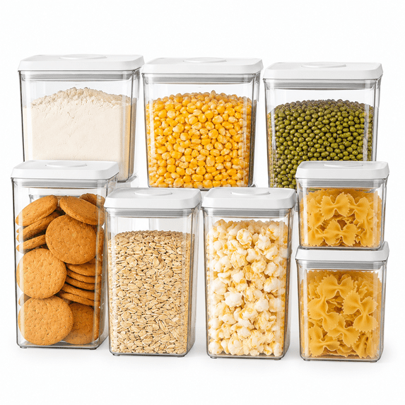 Airtight Food Storage Container with One-Touch Lid, 8-Piece Set (1.3, 2 ...