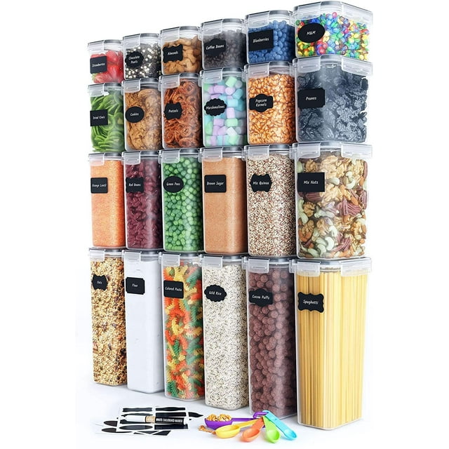 Airtight Food Storage Container Set of 24 with Premium Cereal ...