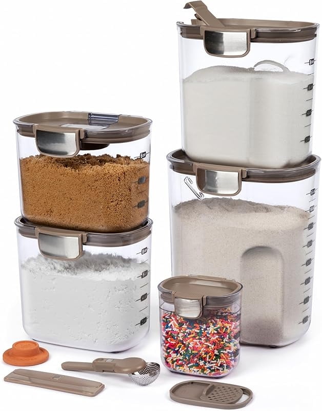 Airtight Food Storage Container Set – Clear Plastic Flour and Sugar ...