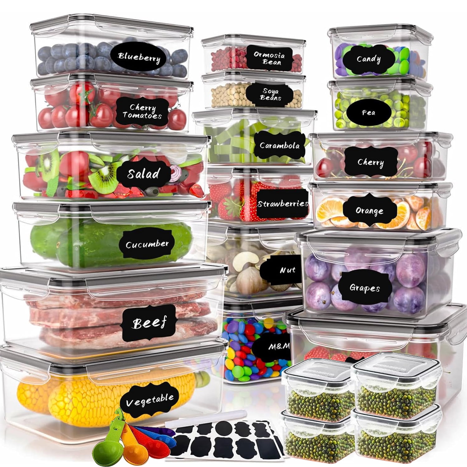 Airtight Food Storage Container Set， Meal Prep Container, Tupperware ...