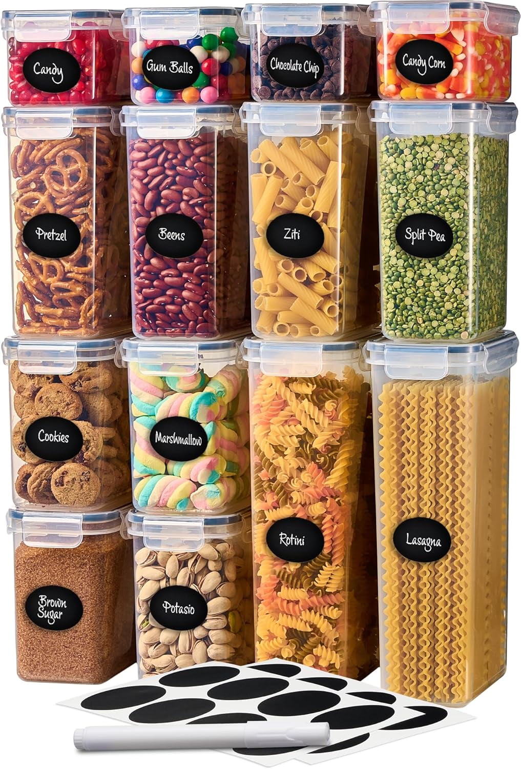 Airtight Food Storage Container Set PlasticKitchen Pantry Storage ...