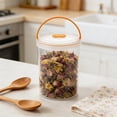Airtight Food Storage Container With Handle, Round Clear Plastic Jar ...