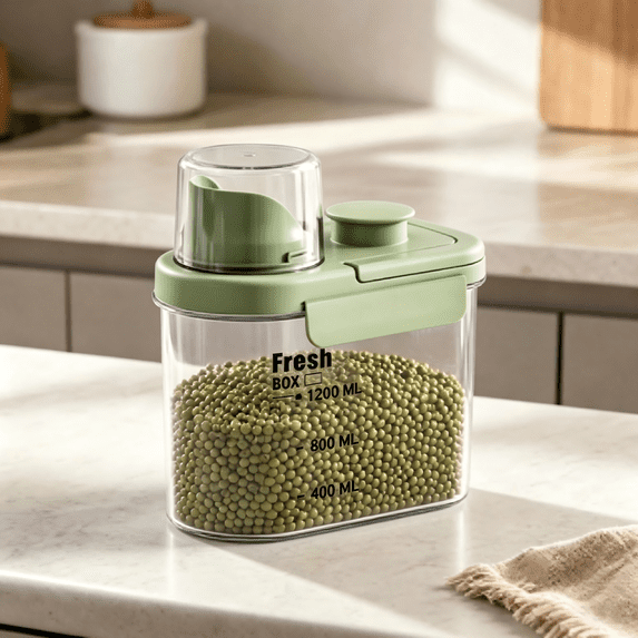 Airtight Food Storage Container with Pour Spout and Measurement ...