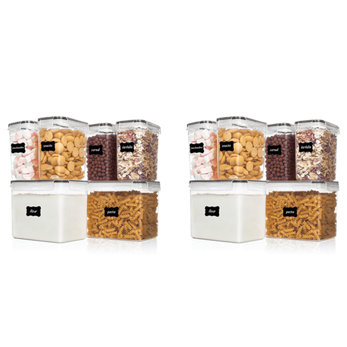 Airtight Food Storage Containers 12 Pcs - Plastic Free Kitchen Pantry ...