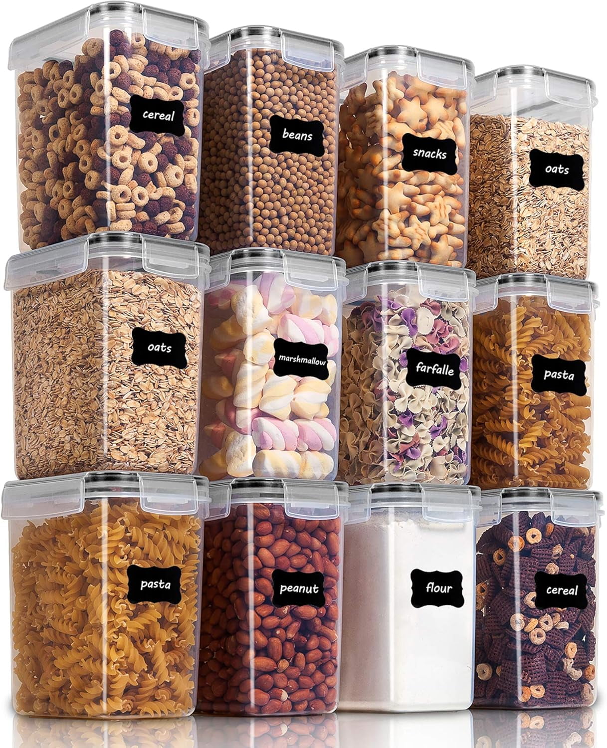 Airtight Food Storage Containers 12 Pieces 1.5qt / 1.6L- Plastic BPA ...