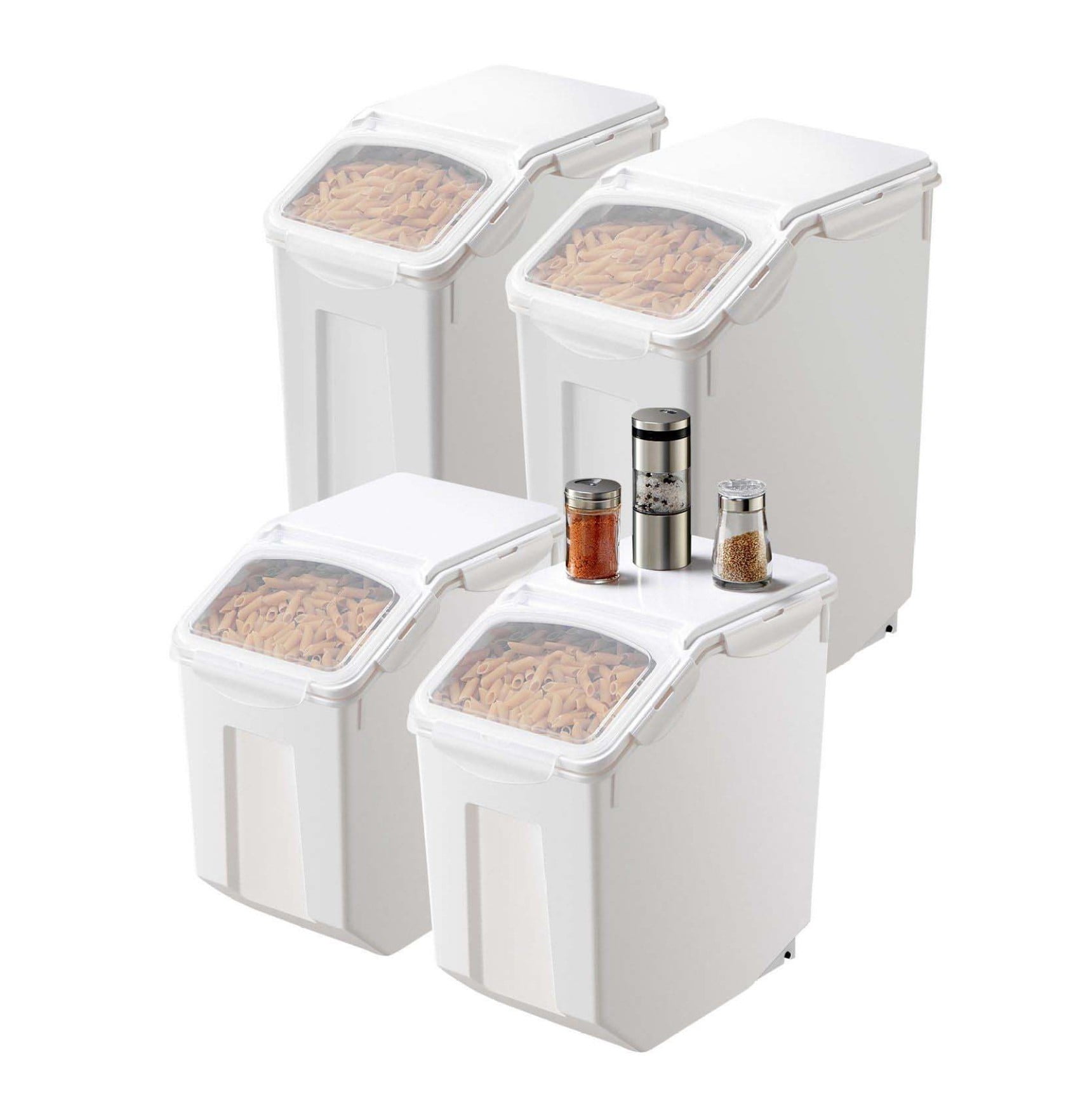 Airtight Food Storage Containers 4-Piece Set - 3.5/4.5 Gal Kitchen Bins ...