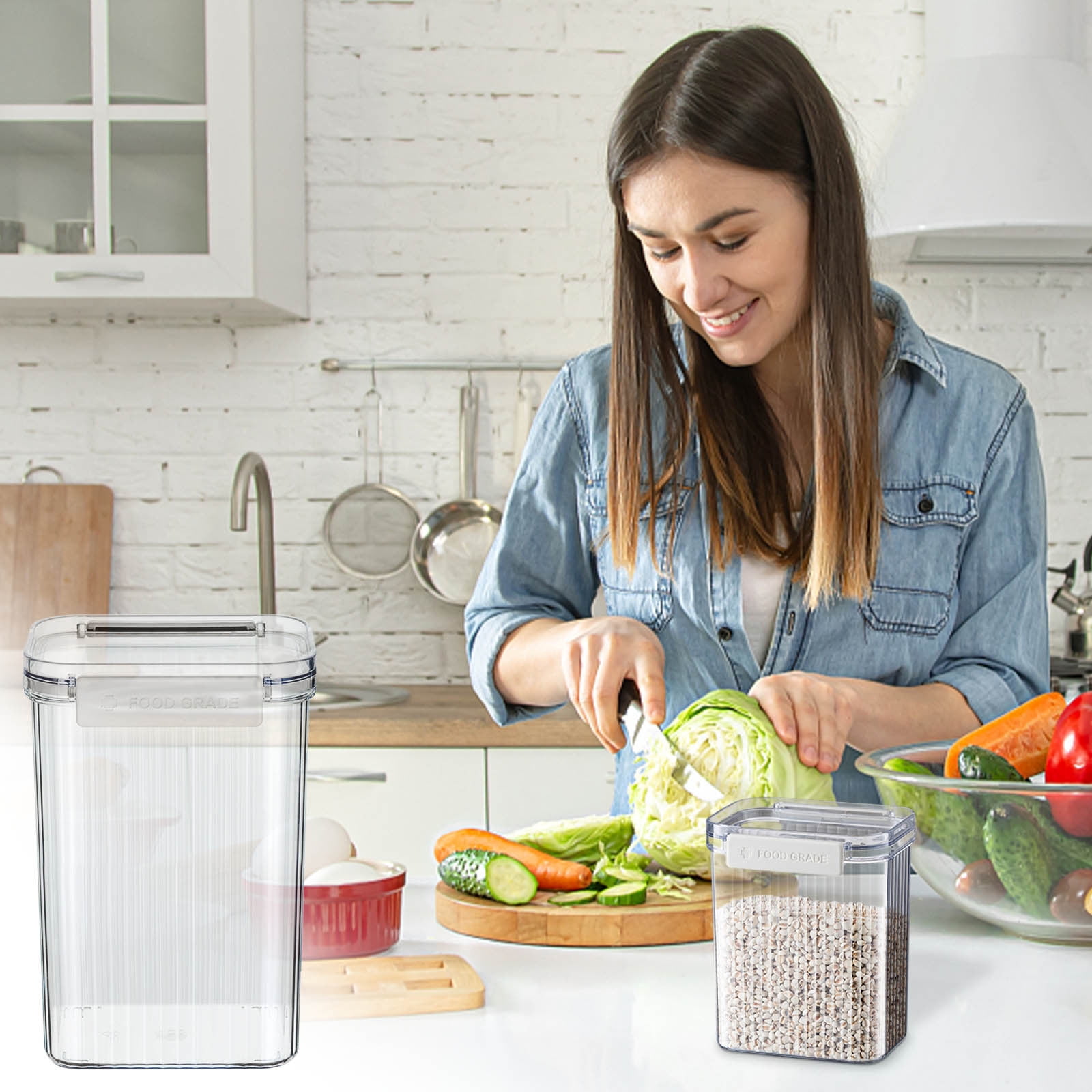 Airtight Food Storage Containers 460ml Kitchen Jars for Flour,Grains ...