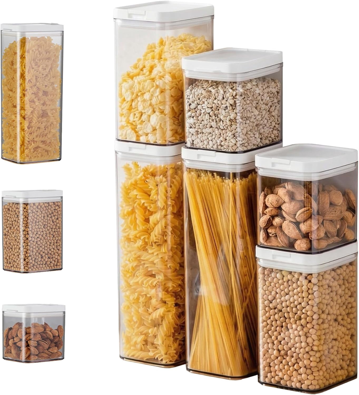 Airtight Food Storage Containers 6 Piece Set Double Lid Seal Stackable ...
