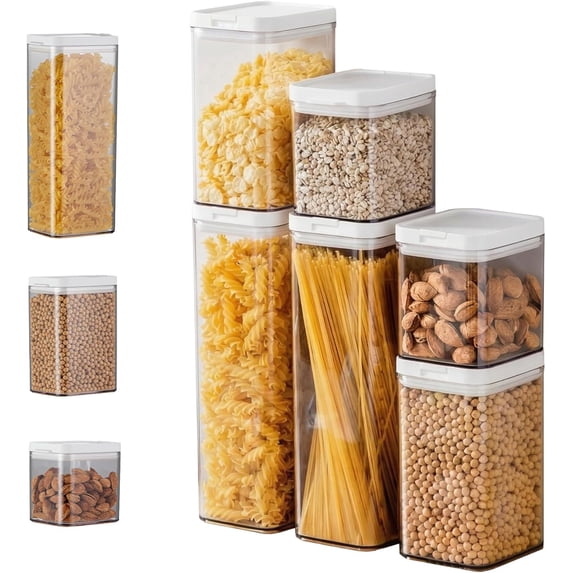 Airtight Food Storage Containers 6 Piece Set Double Lid Seal Stackable ...