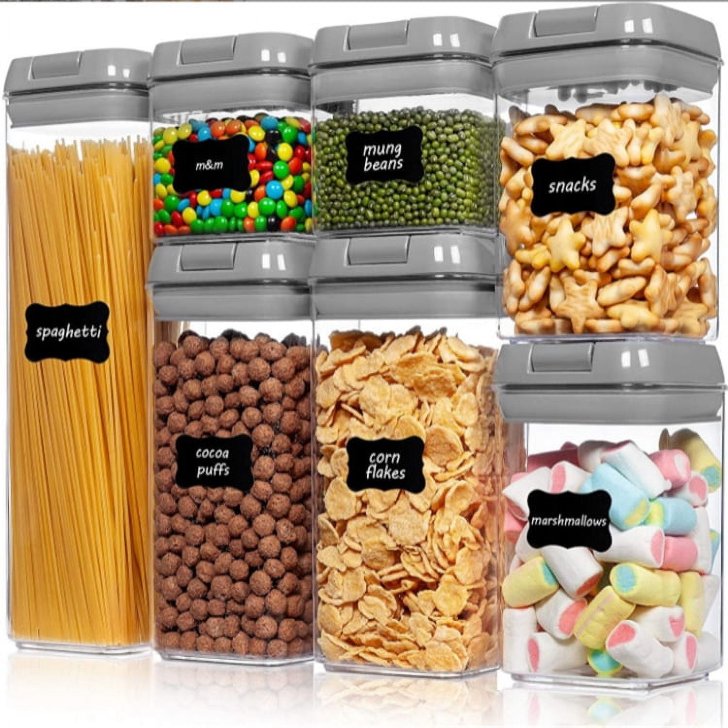 Airtight Food Storage Containers, 7 Pieces BPA Free Plastic Cereal ...
