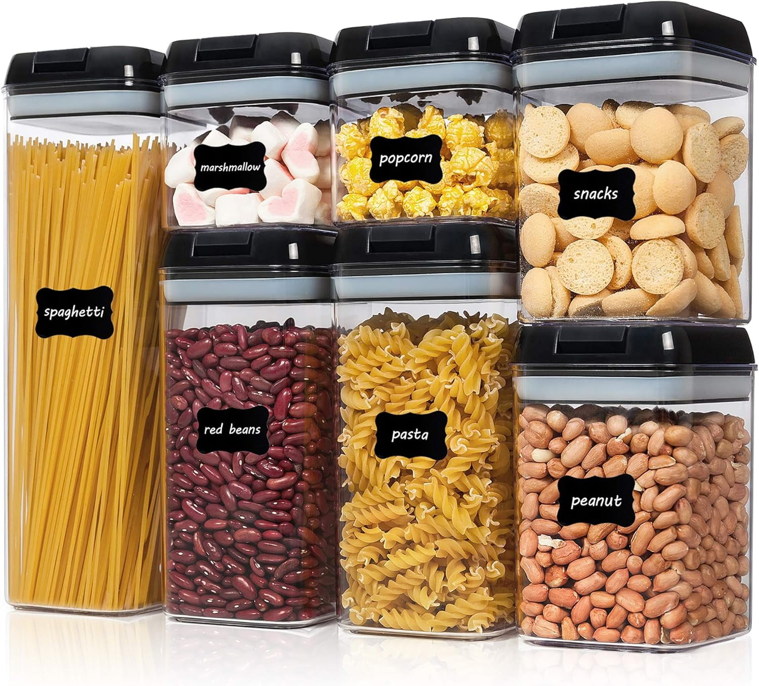 Airtight Food Storage Containers, 7 Pieces BPA Free Plastic Cereal ...