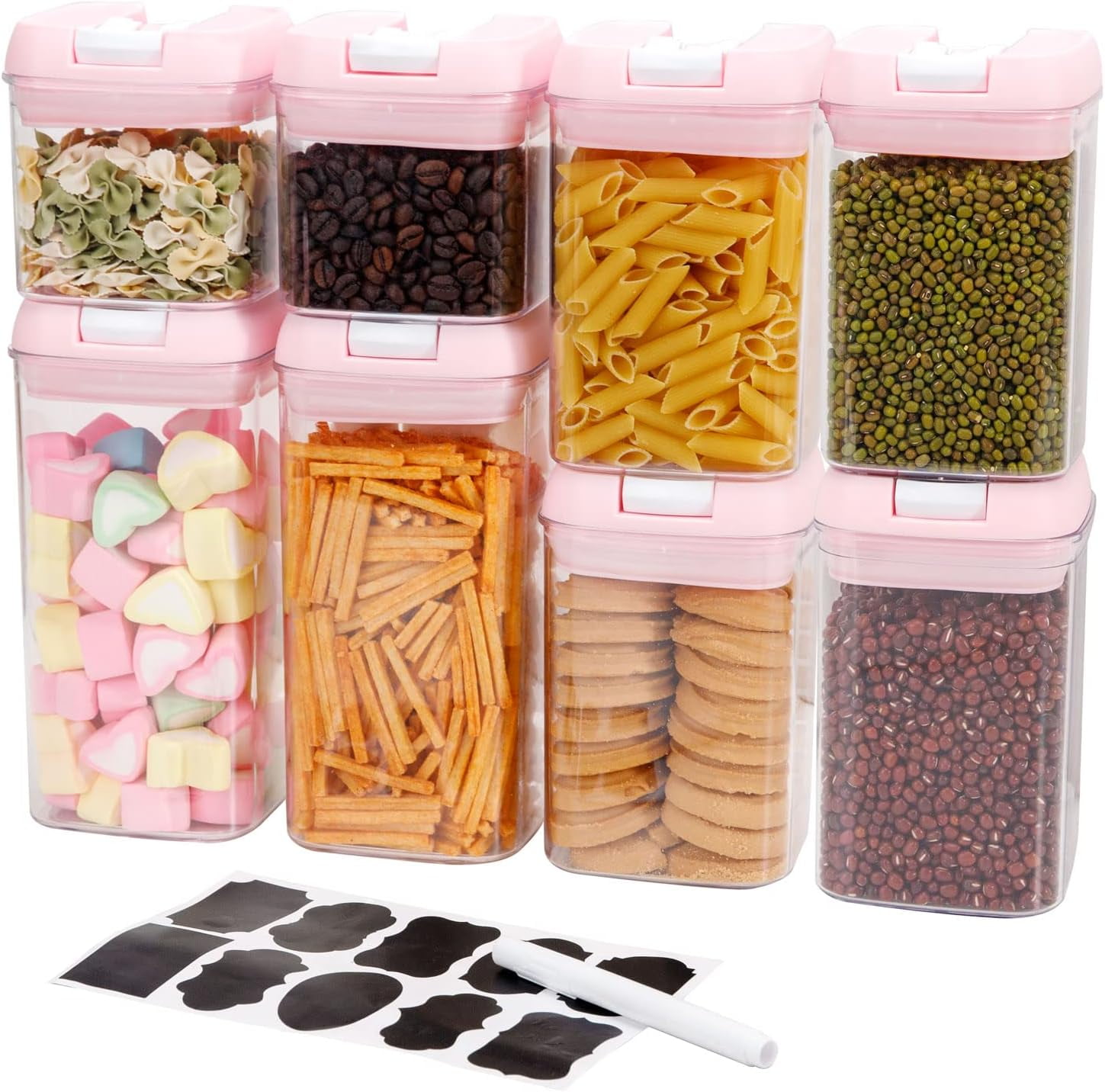Airtight Food Storage Containers -8 Piece BPA Free Clear Plastic ...