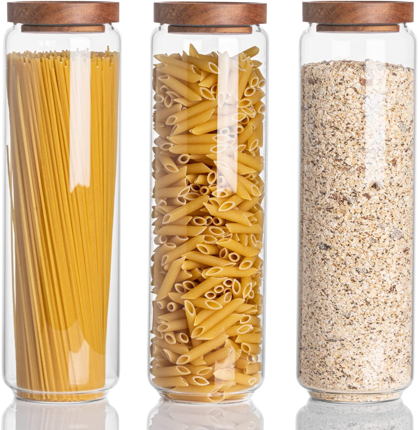 Airtight Food Storage Containers with Bamboo lids set of 5, Stackable ...