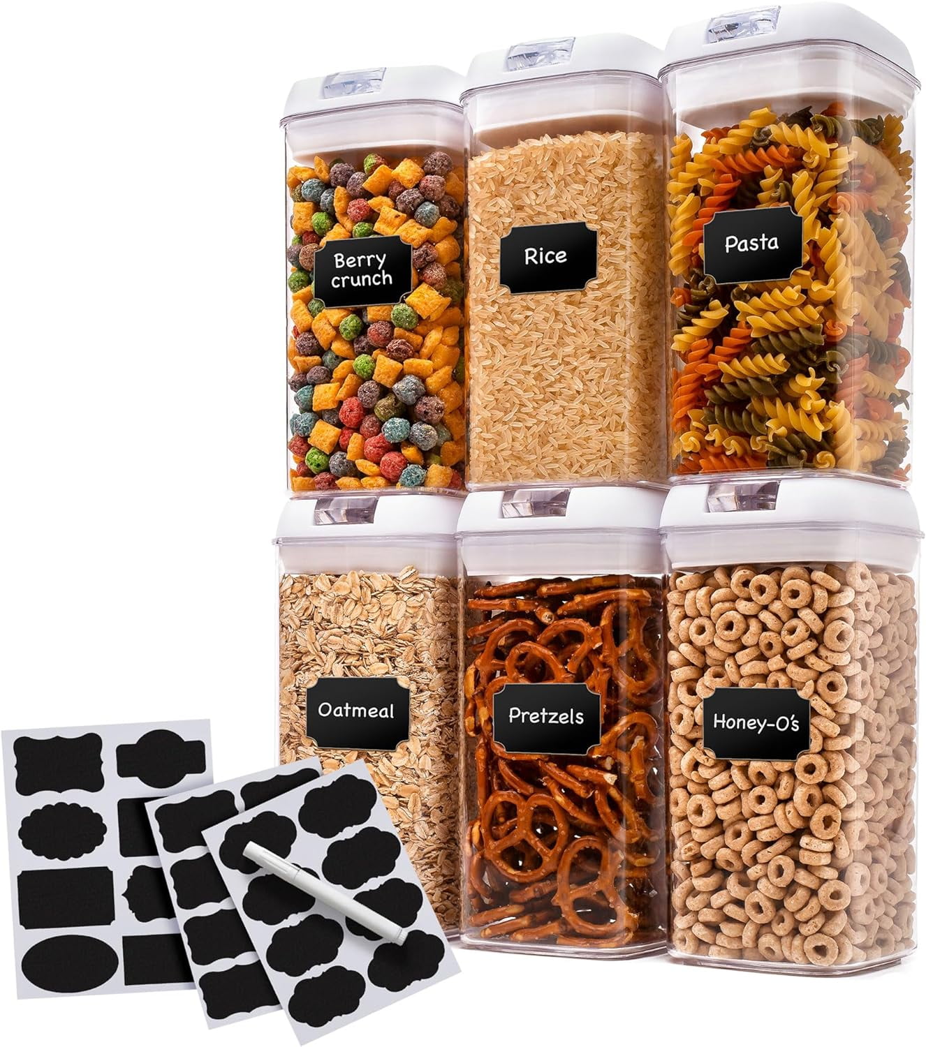 Airtight Food Storage Containers for Kitchen Organization - Set of 6 ...
