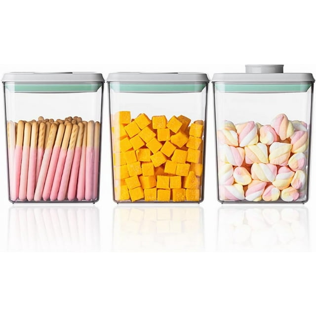 Airtight Food Storage Containers with Lid - Stackable One-Click Open ...