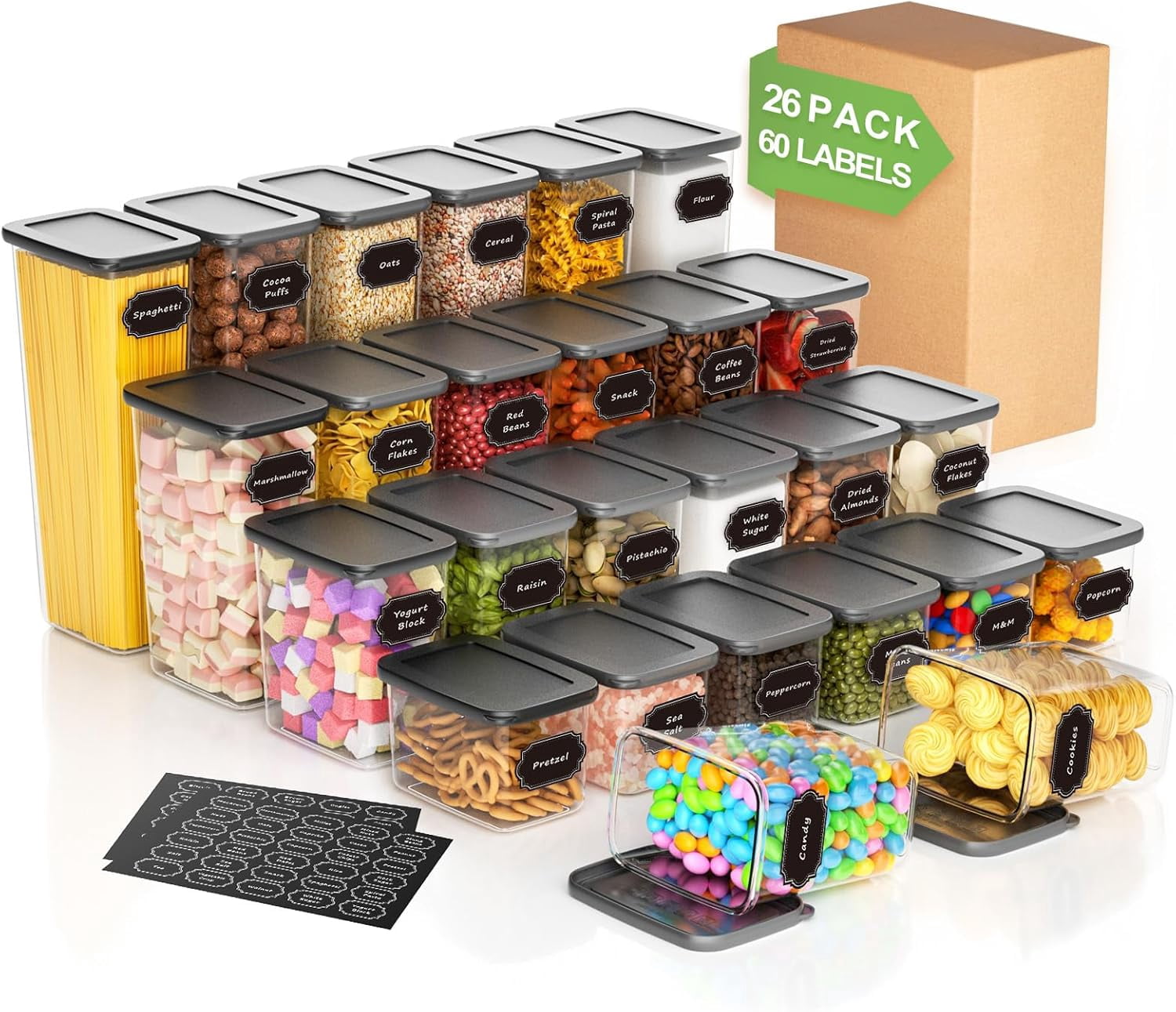 Airtight Food Storage Containers with Lids 26 Pcs, Kitchen Storage ...