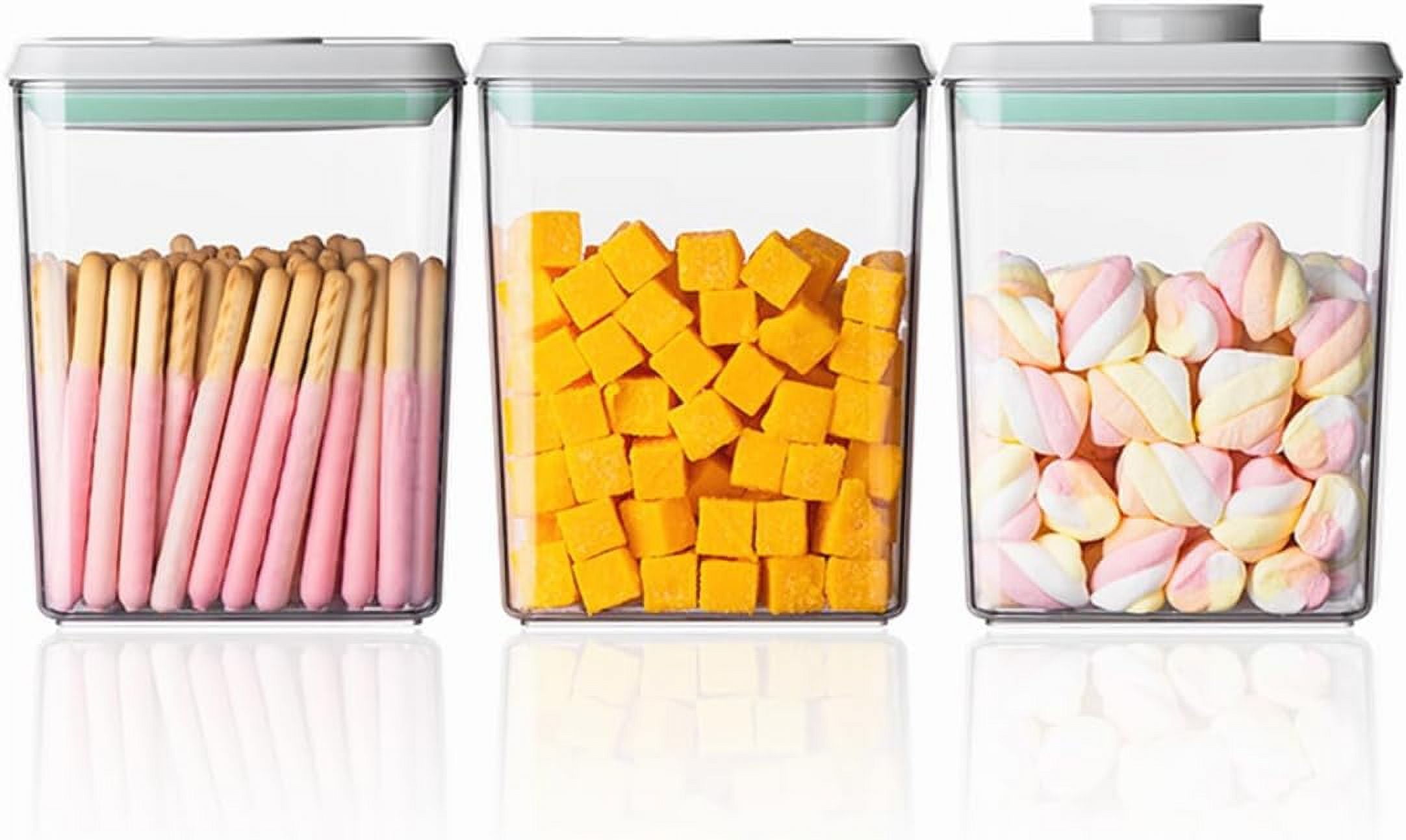 Airtight Food Storage Containers with Lids- 3 Pcs Stackable One Button ...