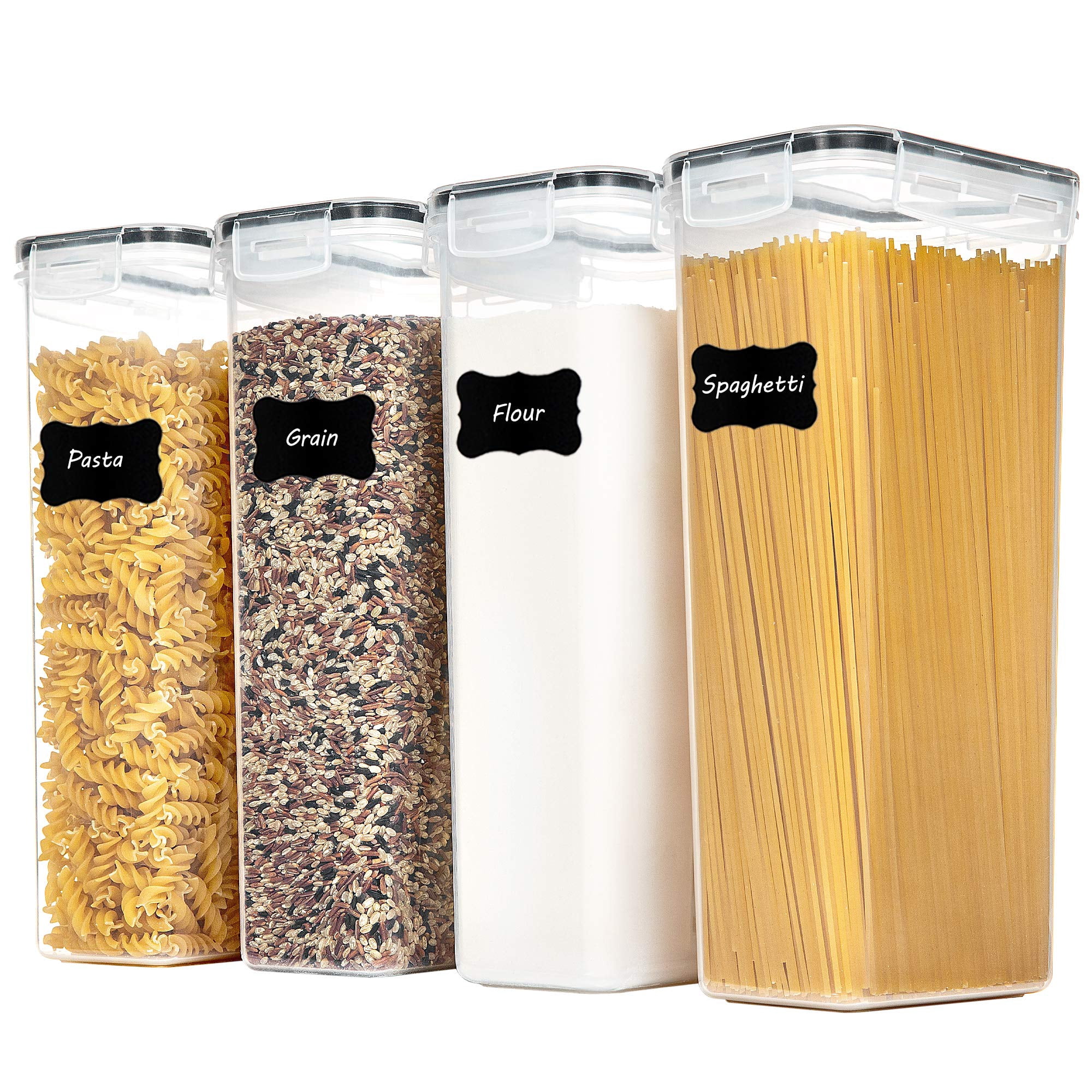 Airtight Food Storage Containers with Lids, 4 PCS 2.8L Pasta Containers ...