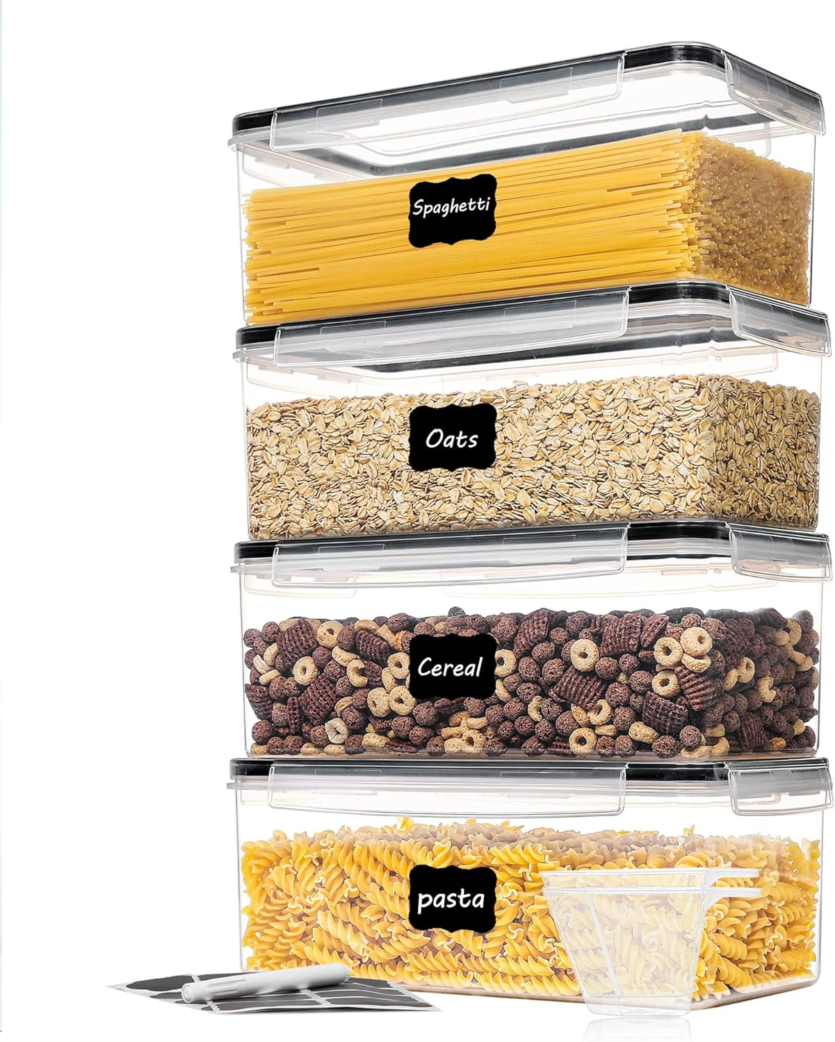 Airtight Food Storage Containers with Lids 4PCS Set 3.2L, Plastic ...
