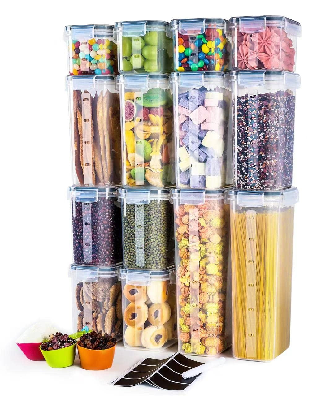 Airtight Food Storage Containers with Lids, Clear Pantry Canister Set ...