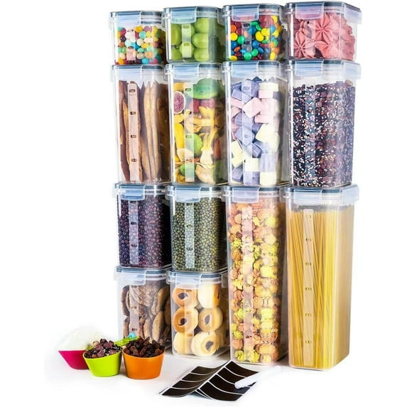 Airtight Food Storage Containers with Lids, Clear Pantry Canister Set ...