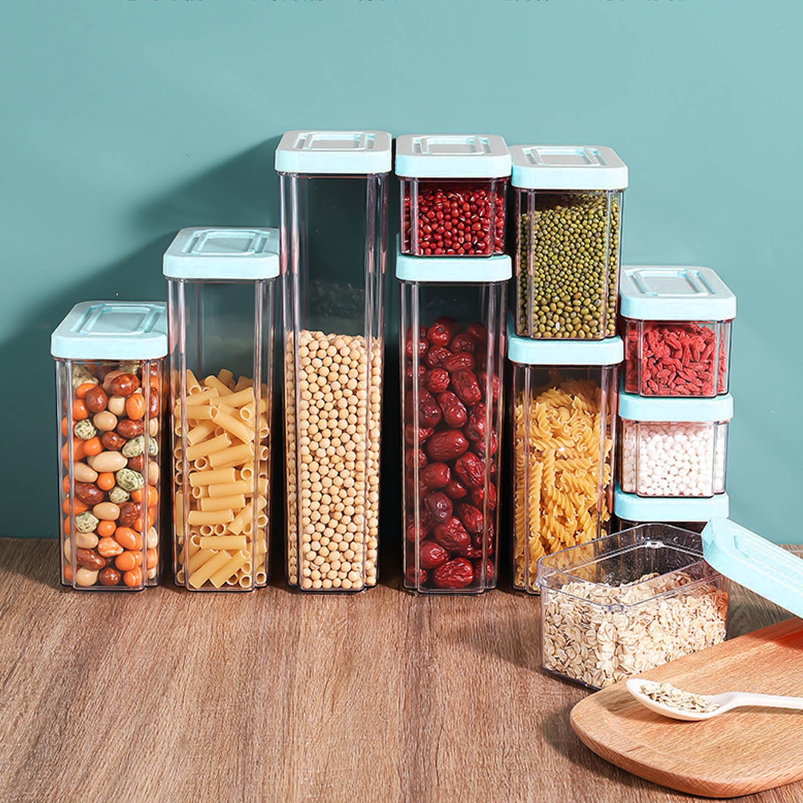 Airtight Food Storage Containers with Lids - Clear Plastic Pantry Jars ...