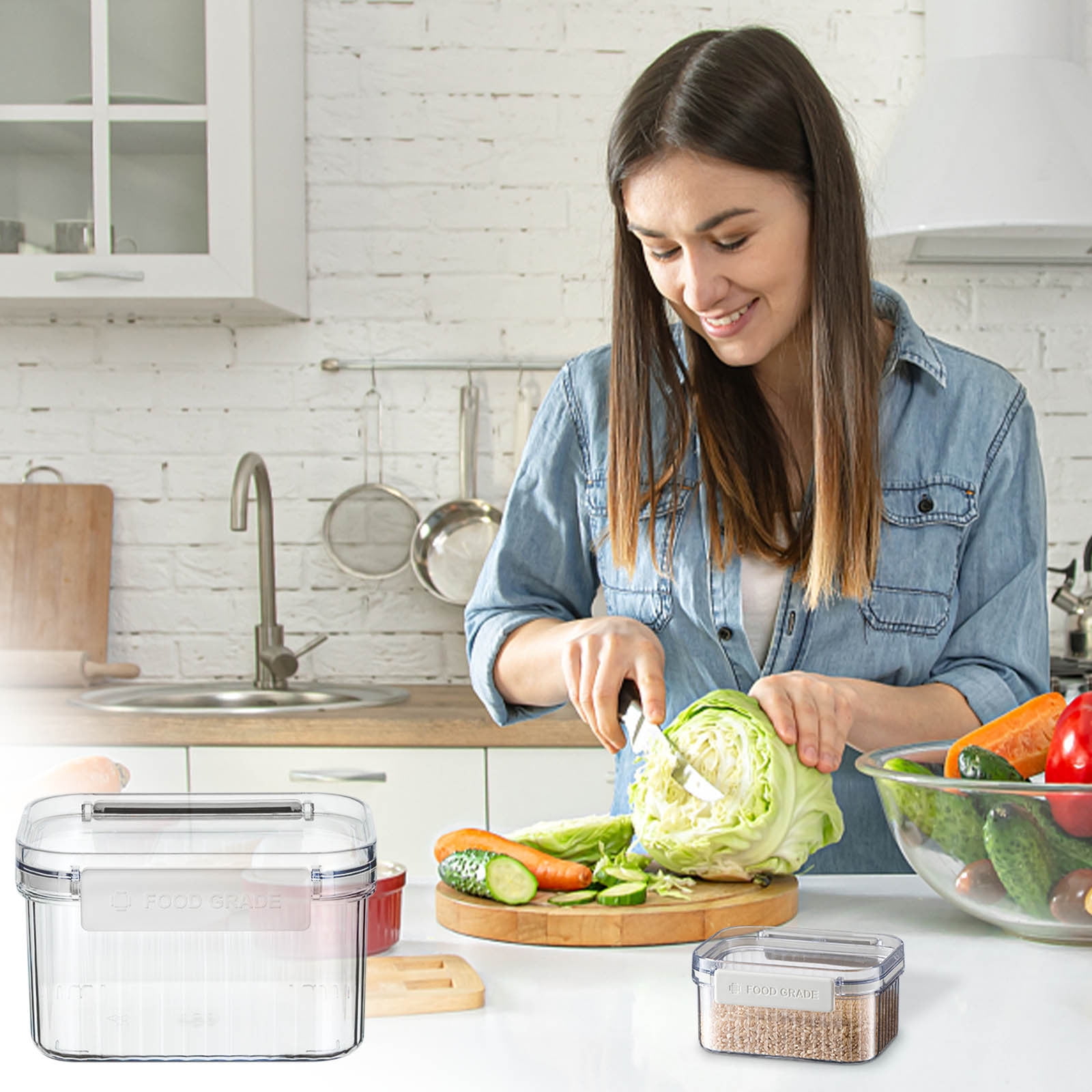 Airtight Food Storage Containers with Lids Stackable, Dry Cereal ...