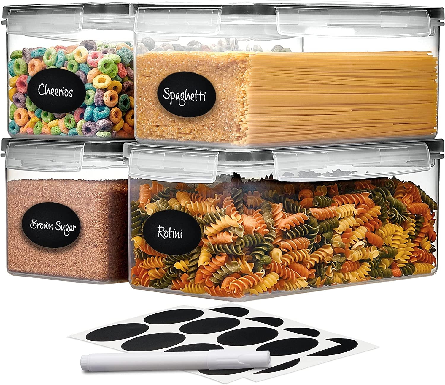 Airtight Food Storage Containers Set of 4 - Pasta storage Containers ...