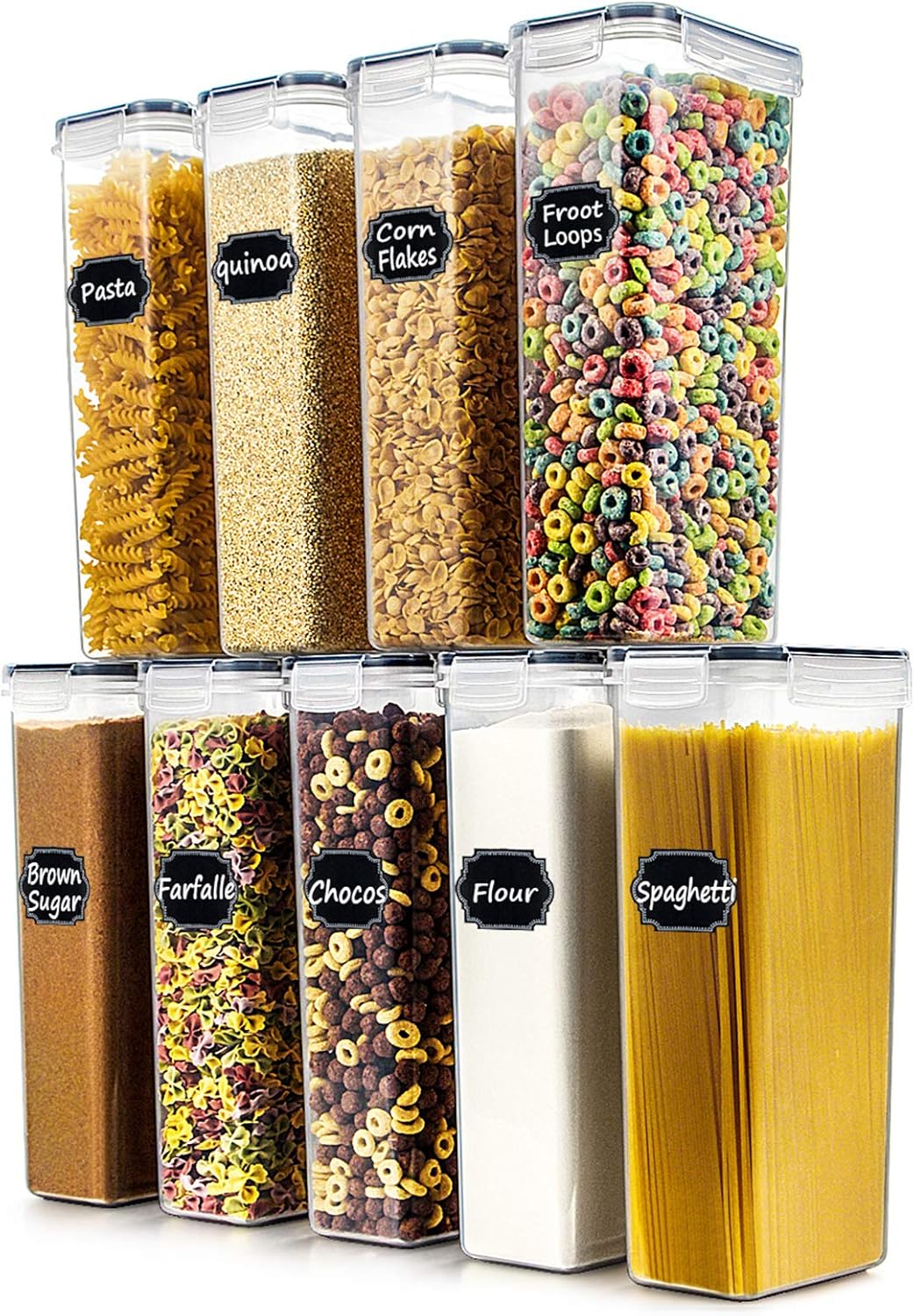 Airtight Food Storage Containers Set of 9, BPA Free, Cereal and Dry ...