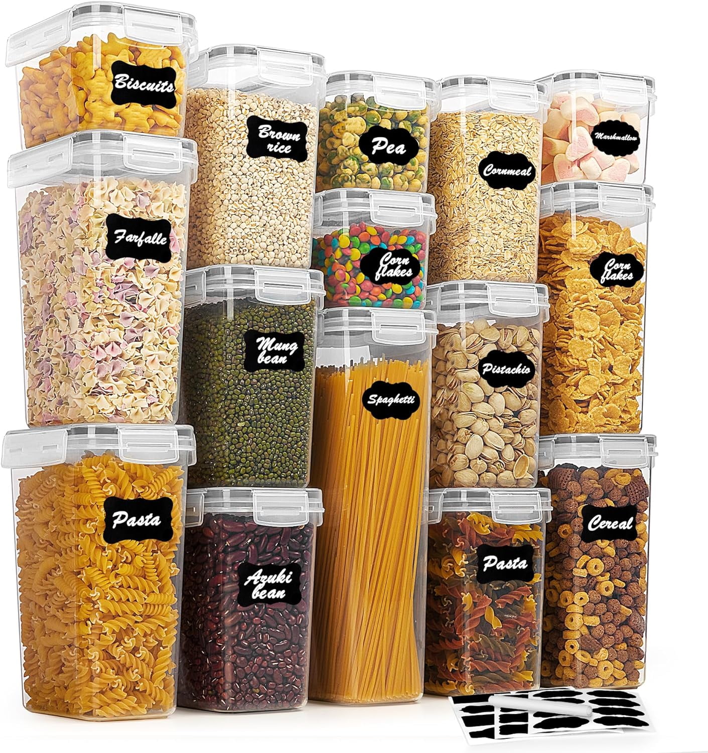 Airtight Food Storage Containers Set with Lids, 15pcs BPA Free Plastic ...