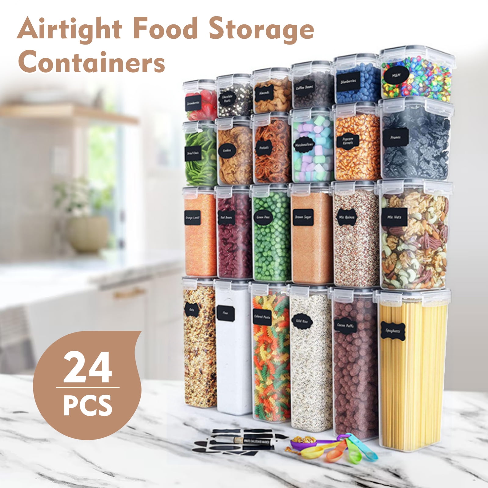 Airtight Food Storage Containers Set with Lids (24 Pack) for Kitchen ...