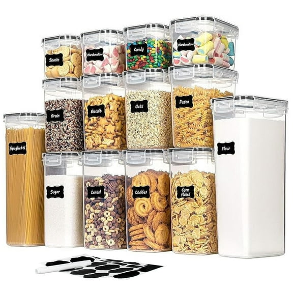 Airtight Food Storage Container Set with 5 Clear Plastic Kitchen ...