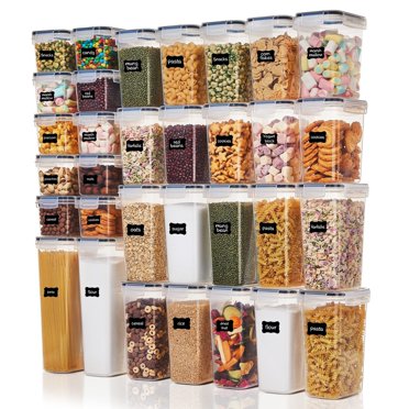 White Kitchen Canisters Set with Wooden Lids, Airtight Food Storage ...