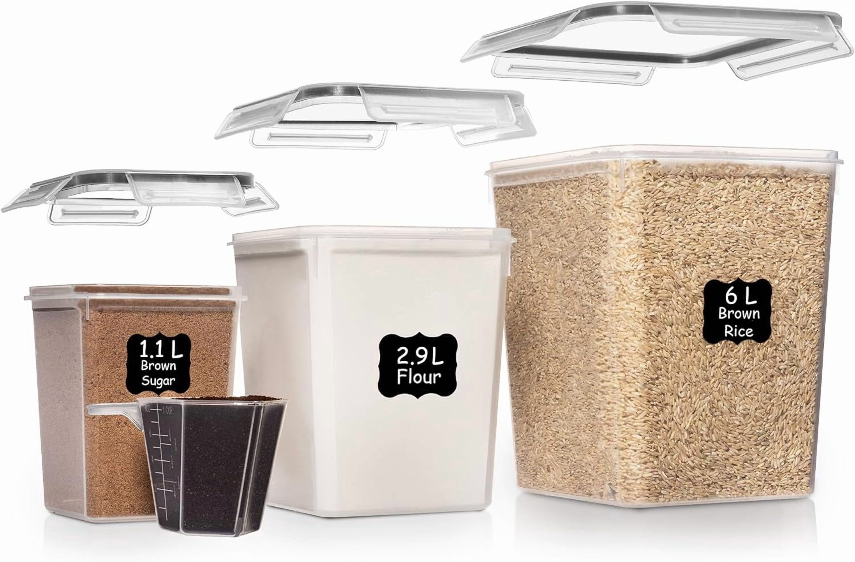 Airtight Food Storage Containers Set of 3 (6 L, 2.9 L, 1.1 L) BPA-Free ...