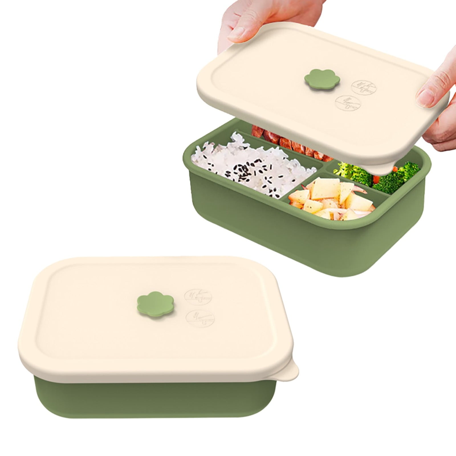 Airtight Food Storage Containers Silicone Lunch Box Dividers Salad And ...