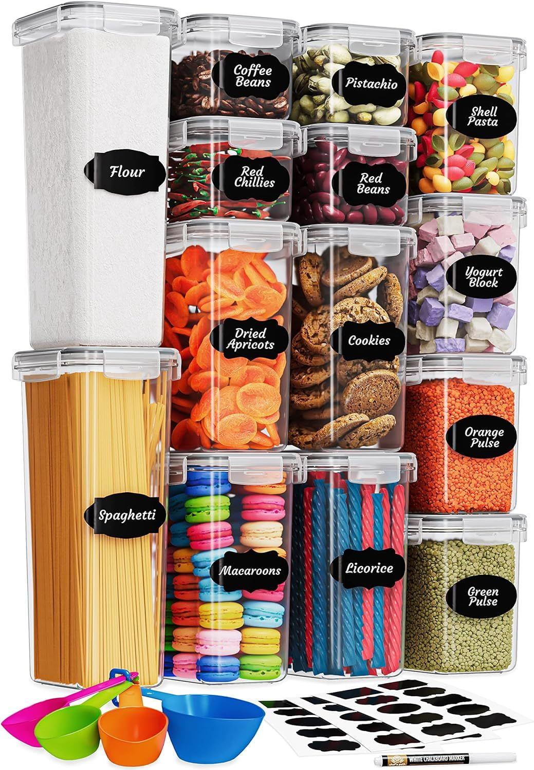 Airtight Food Storage Containers with Lids, 14 Pcs Plastic Kitchen ...