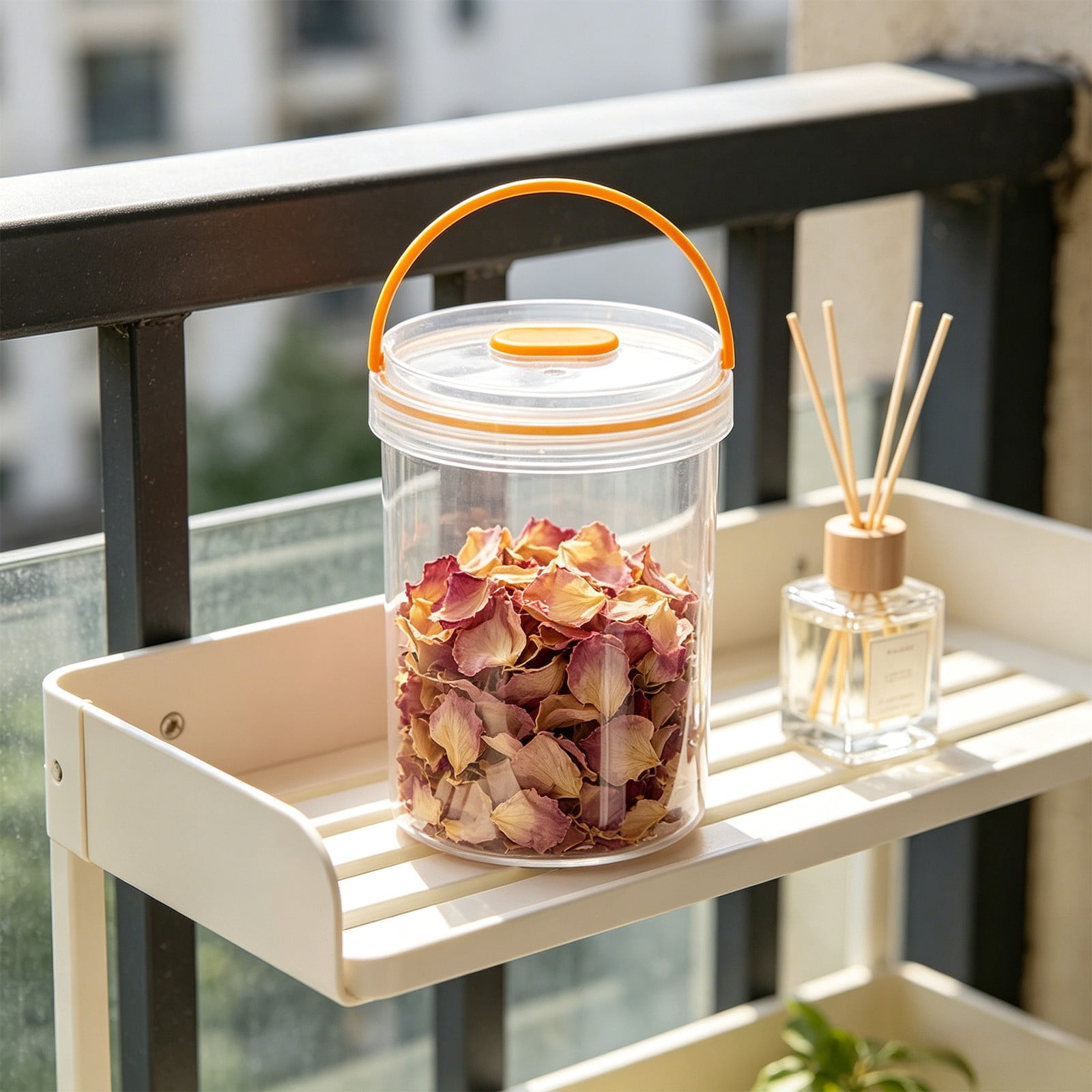 Airtight Food Storage Jar Round Clear with Handle, Leakproof Container ...