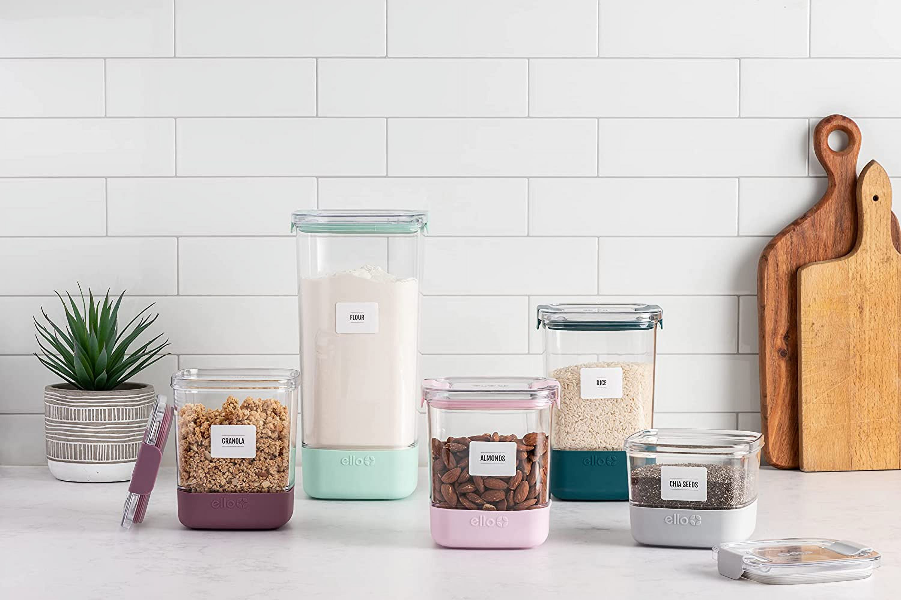 Airtight Food Storage Plastic Canisters with Non-Slip Base Locking Lids ...