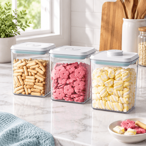 Airtight Food Storcontainers 1.3qt 3pop With Lids Stackable Opening ...