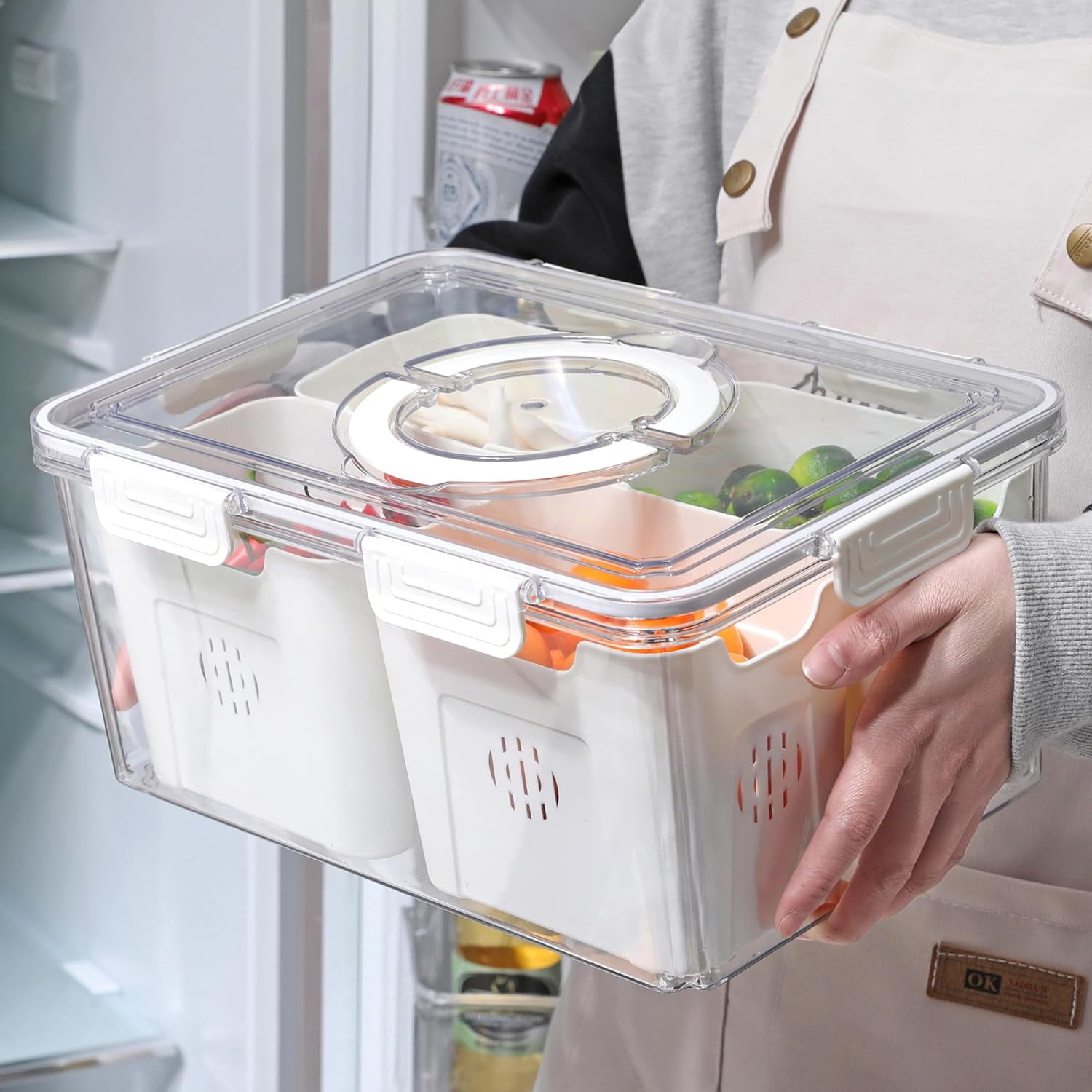 Airtight Fruit Storage Containers for Fridge with Lids & Handle, BPA ...