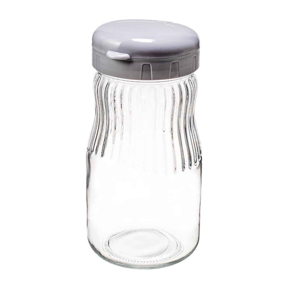 Airtight Glass Canister with Lids Food Storage Jar Round - Storage ...
