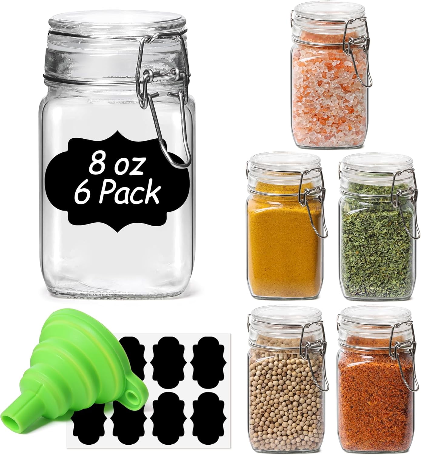 Airtight Glass Canister with Lids Food Storage Jar Round - Storage ...