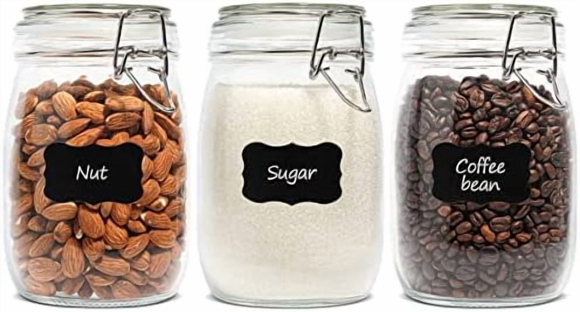 Airtight Glass Canister Set of 3 with Lids 34oz Food Storage Jar Round ...