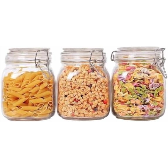 Airtight Glass Canister Set of 3 with Lids 34oz Food Storage Jar Square ...